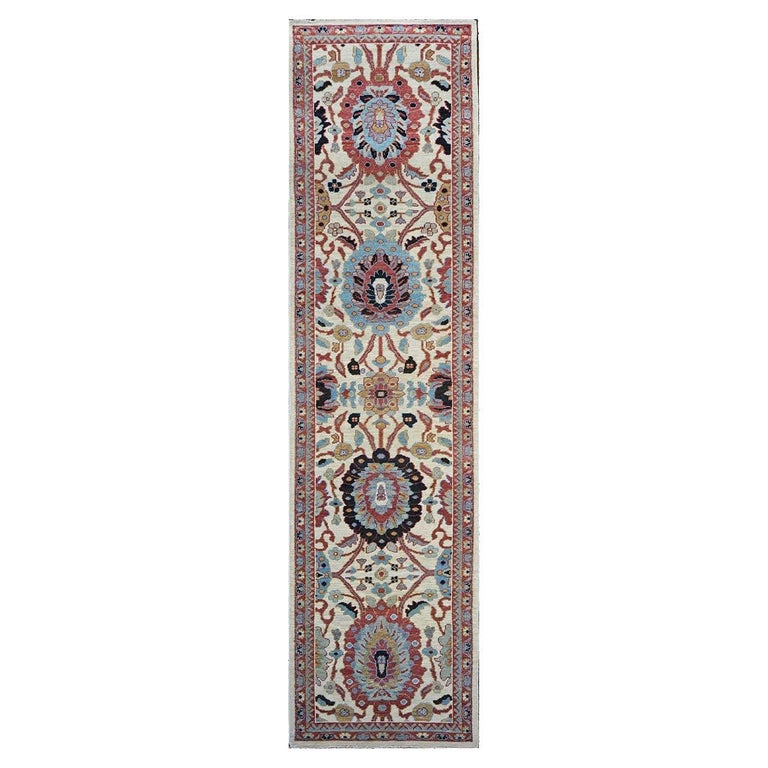 21st Century Sultanabad Master 3x12 Ivory, Red, and Blue Hallway Runner ...