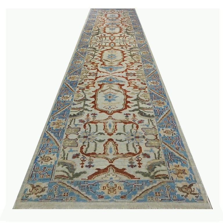 21st Century Sultanabad Master 3x14 Ivory, Red, and Blue Hallway Runner ...