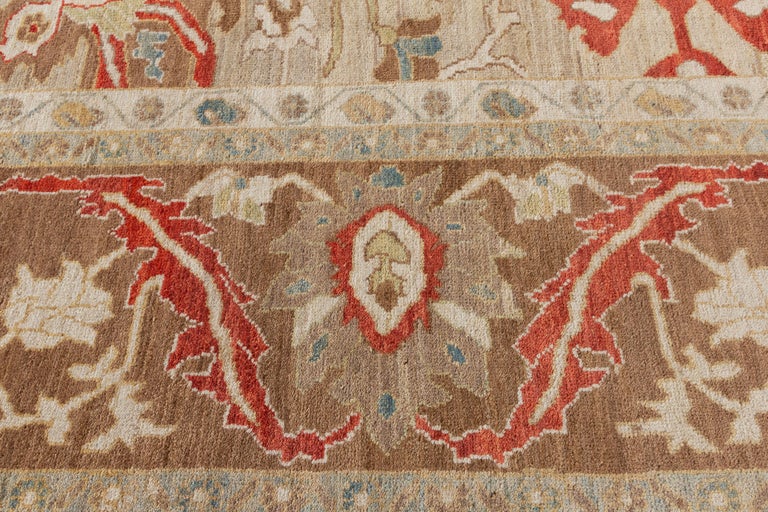 Ligth Brown Contemporary Sultanband Handmade Wool Rug With Floral Motif ...