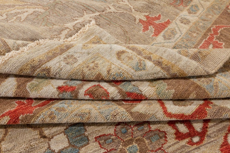 Ligth Brown Contemporary Sultanband Handmade Wool Rug With Floral Motif ...