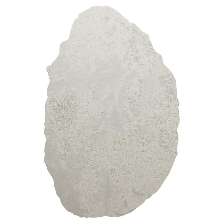 21st Century Supersonic Ivory Organic Shaped Hand Knotted Silk Wool Cut ...