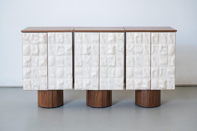 21st Century "Surfaced Cabinet by Rem Atelier Ceramic Walnut Wood White ...