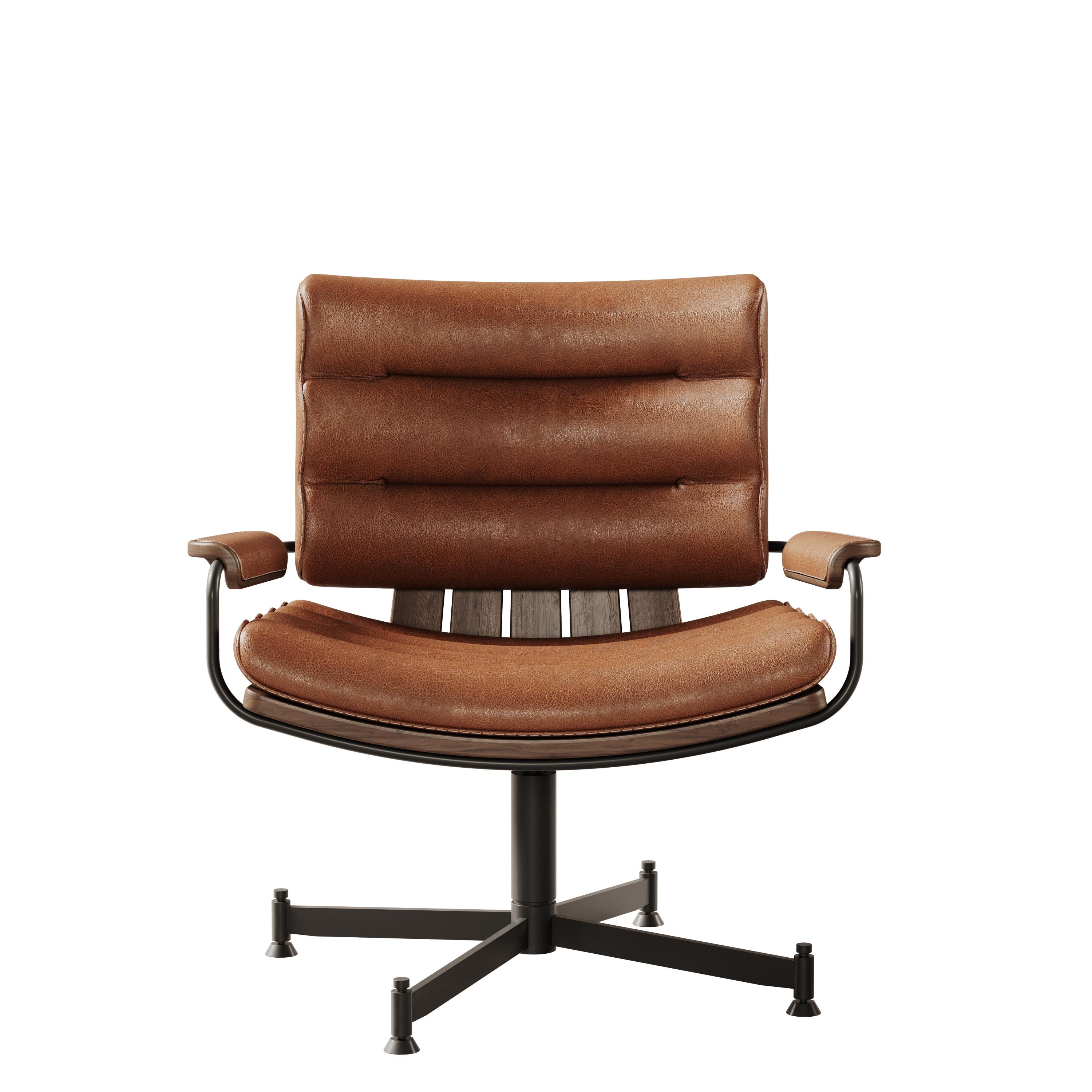 21st Century, Thomas Office Chair Leather Wood For Sale at 1stDibs