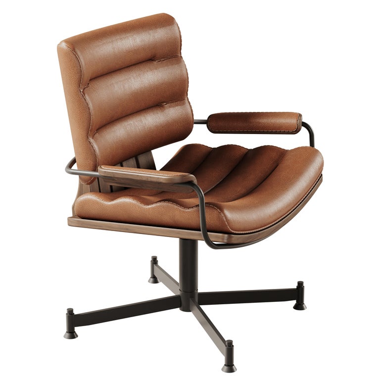 21st Century, Thomas Office Chair Leather Wood For Sale at 1stDibs