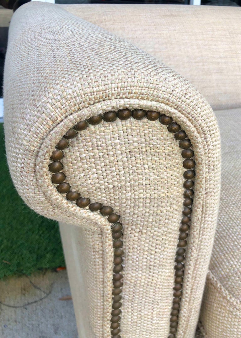 21st Century Traditional Bernhardt Sofa in Linen with Nailhead Details ...
