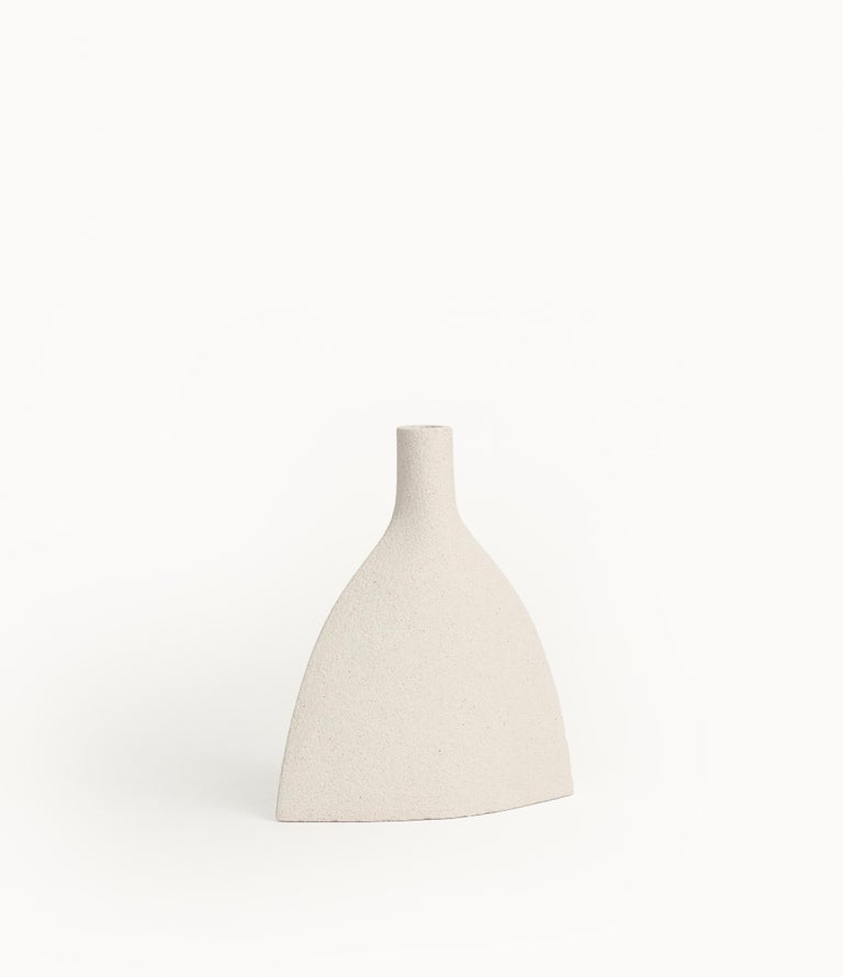 21st Century Triangle Vase in White Ceramic, Hand-Crafted in France at ...