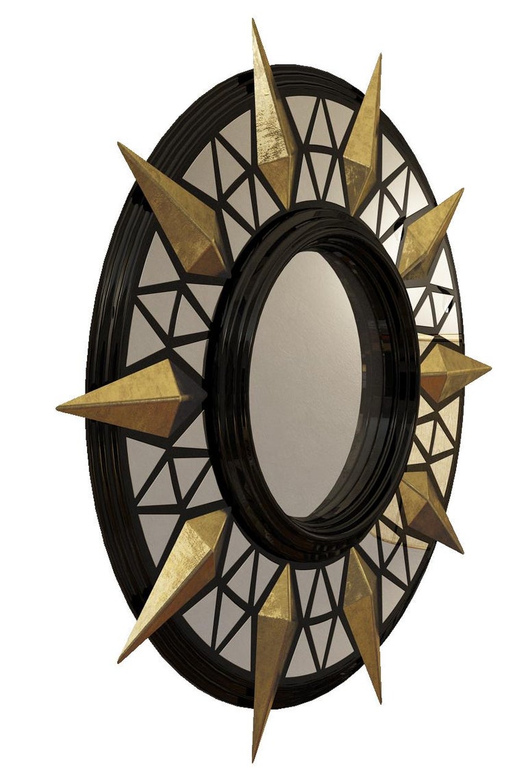 21st Century Trinity Mirror Lacquered Wood Gold Leaf Details For Sale ...
