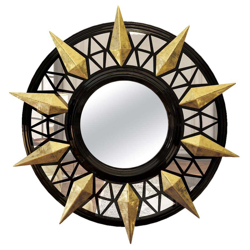 21st Century Trinity Mirror Lacquered Wood Gold Leaf Details For Sale ...