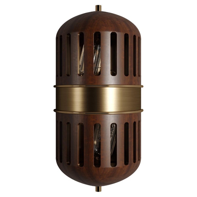21st Century Turing Wall Lamp Walnut Wood Brass by Wood Tailors Club ...