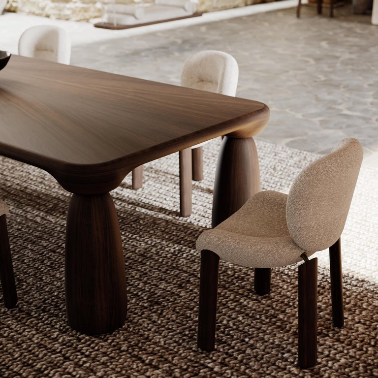 21st Century Valentine Dining Chair Walnut Wood Brass Bouclé For Sale ...