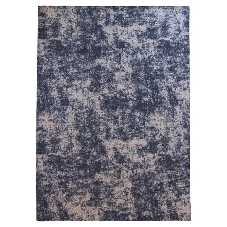 21st Century Vintage Drawing Resistant Polyamide Blue Beige Rug For ...