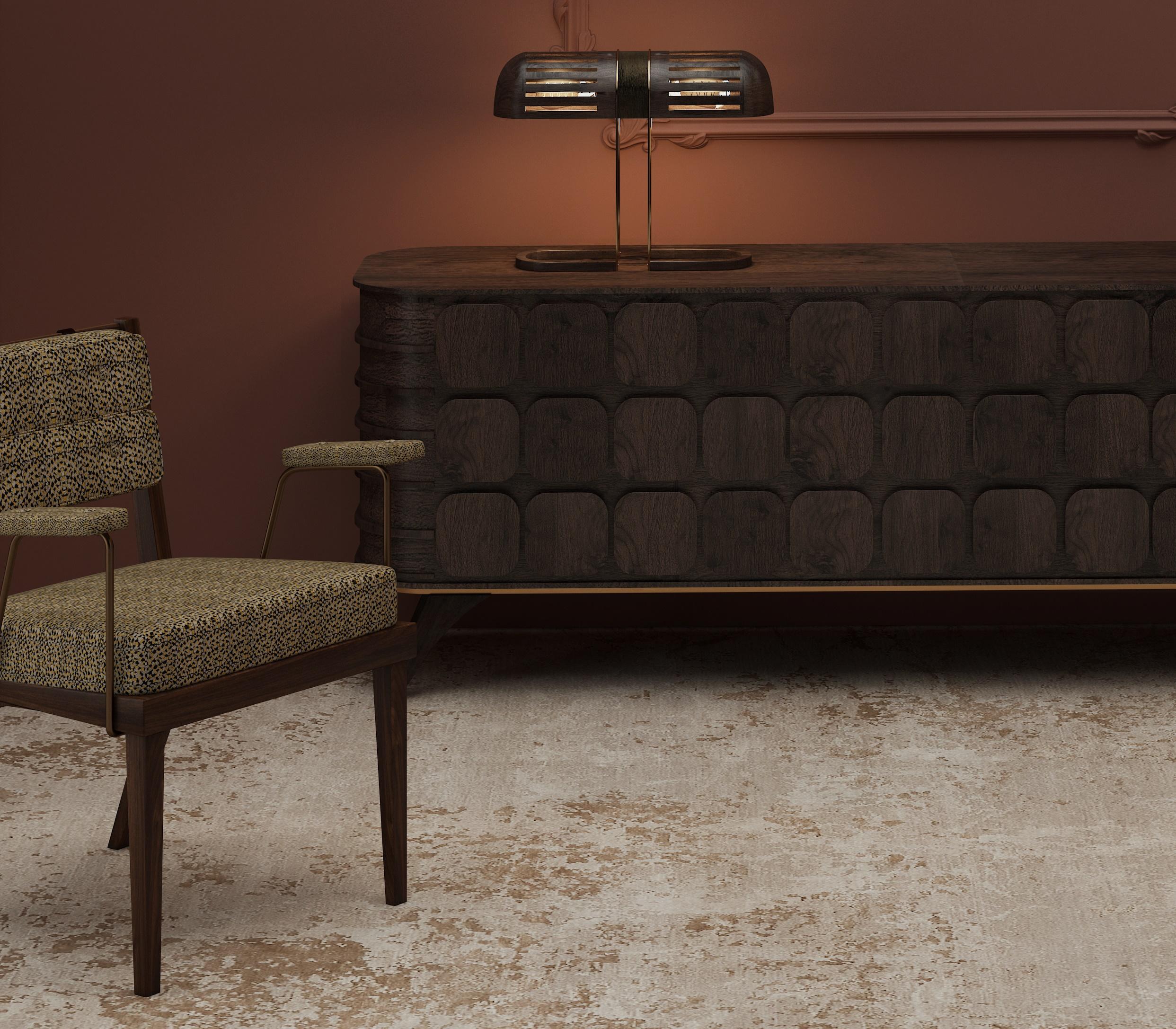 21st Century Walnut Wood Robinson Dining Chair Linen For Sale at 1stDibs