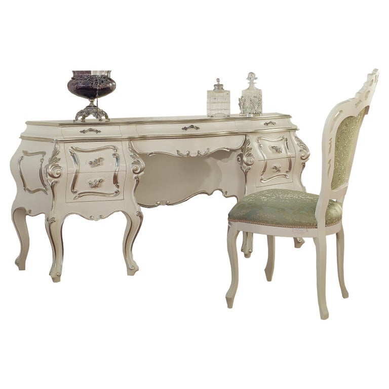 21st Century White Bombed Vanity Unity in Gold Leaf by Modenese Gastone ...