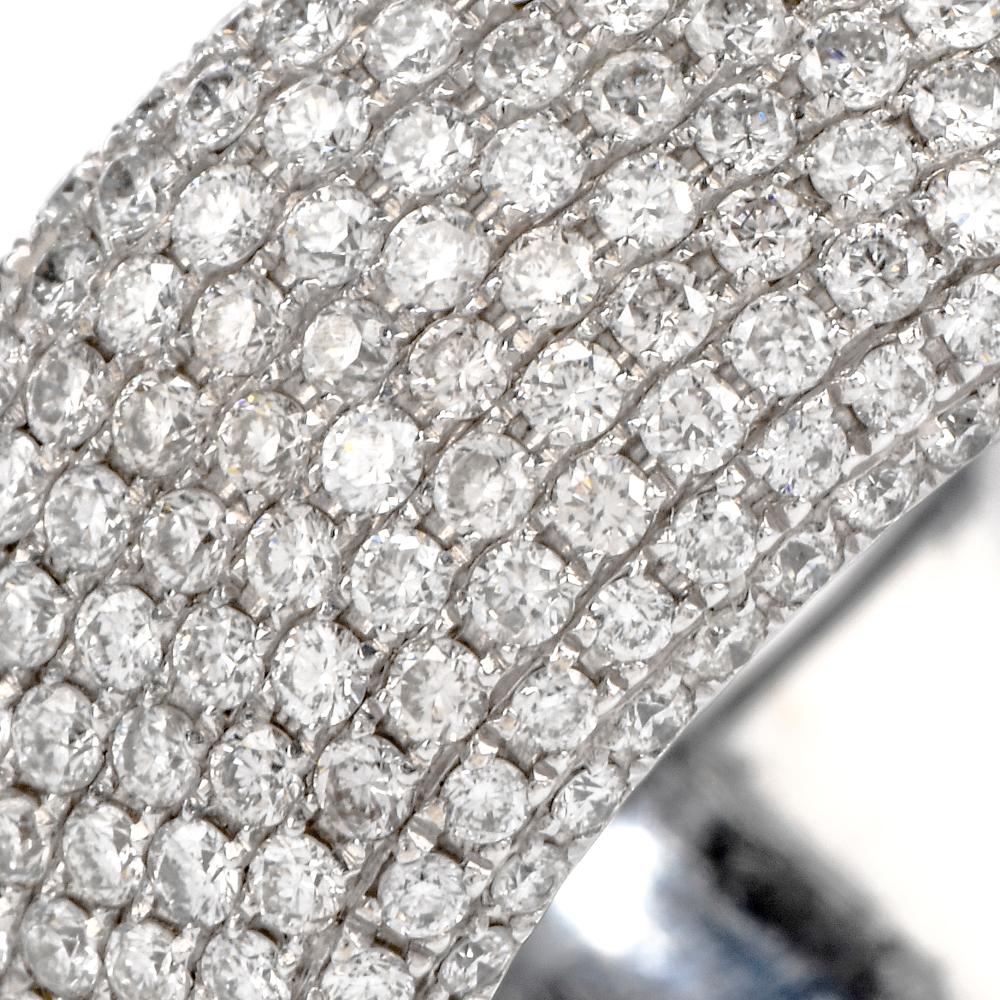 21st Century Wide Pave Round Diamond Cluster 18 Karat Gold Band Ring at ...