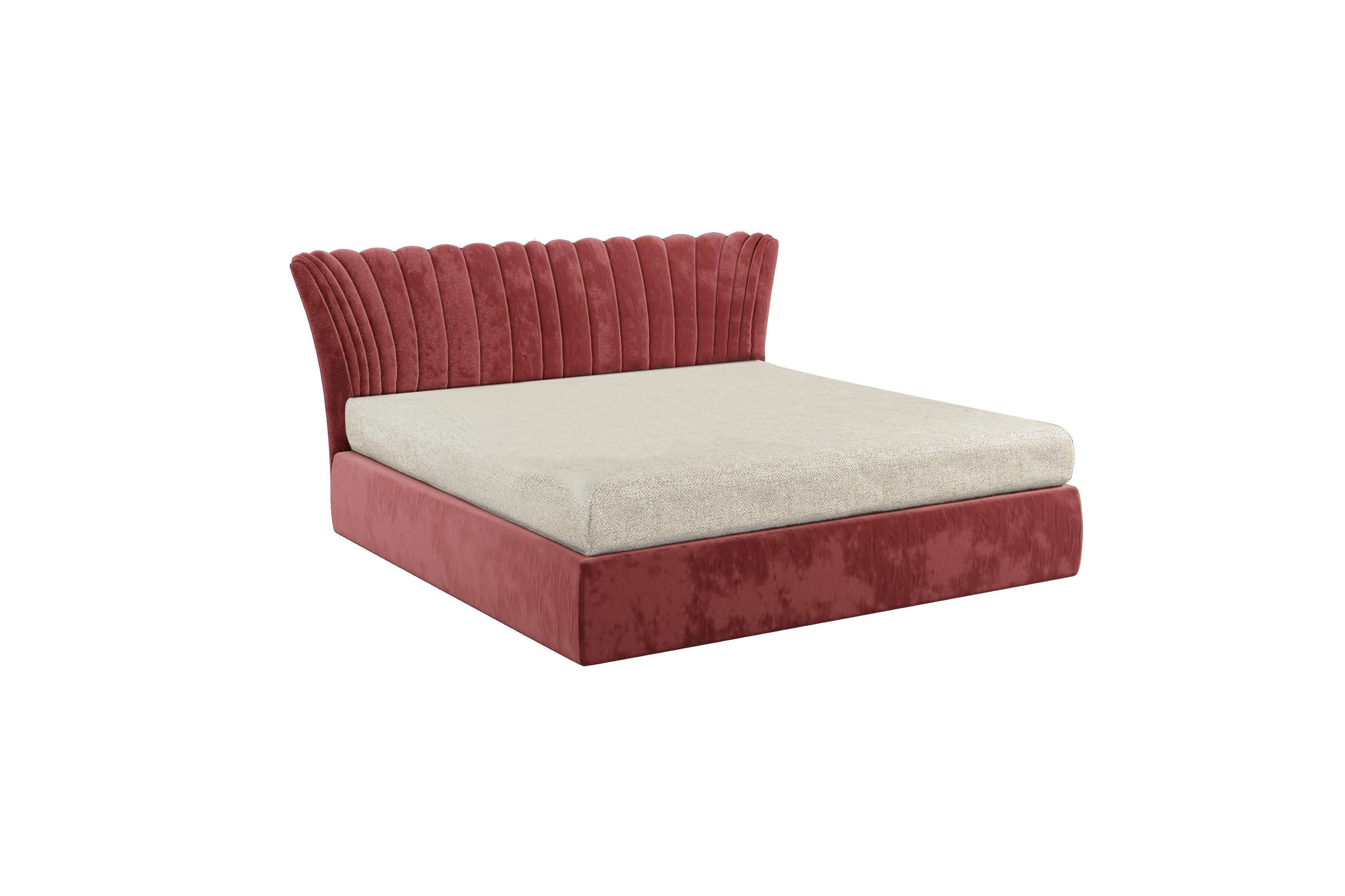 21st Century Mid-Century Modern Valerie Bed Cotton Velvet by Ottiu For ...