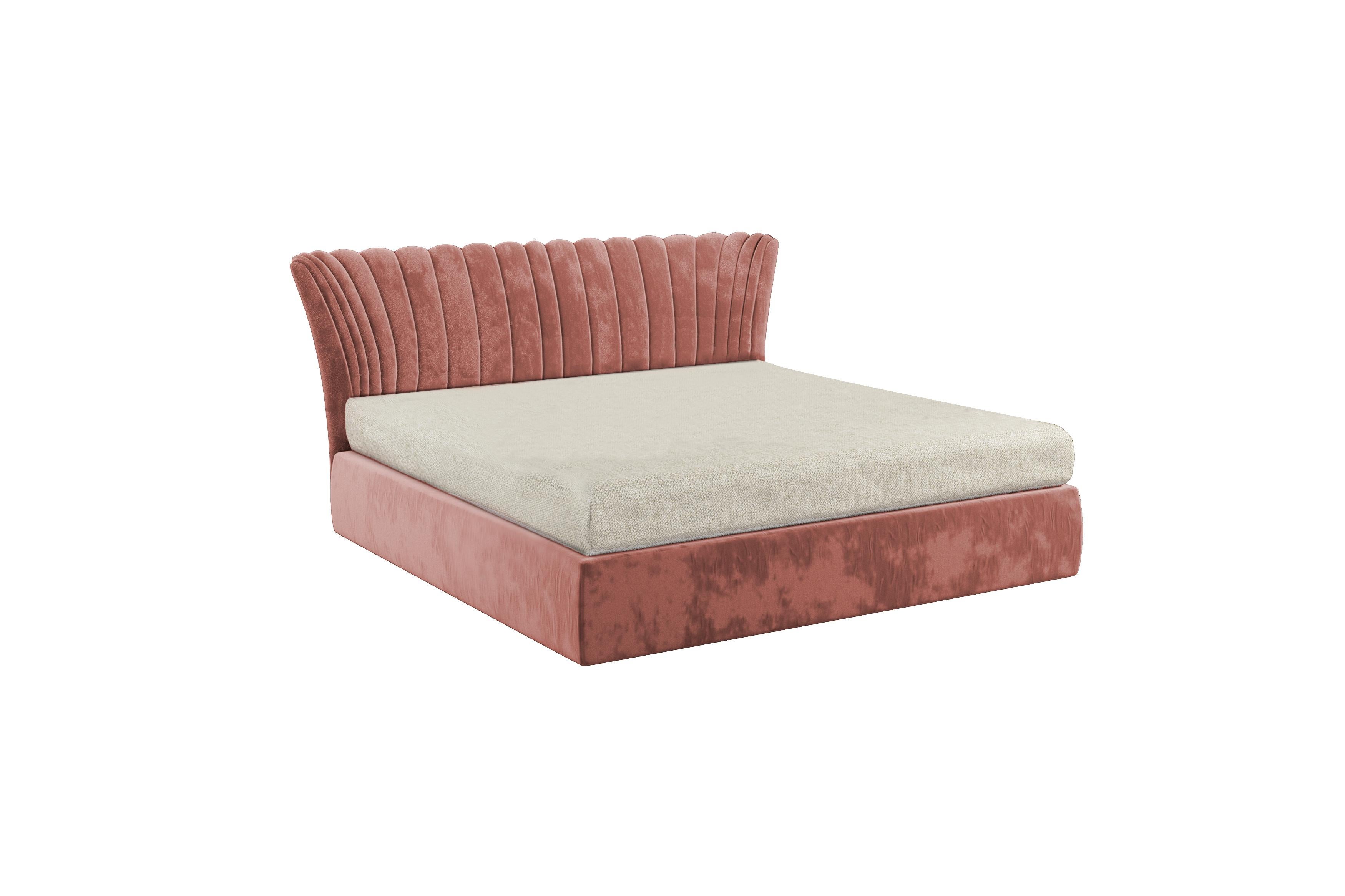 21st Century Mid-Century Modern Valerie Bed Cotton Velvet by Ottiu For ...