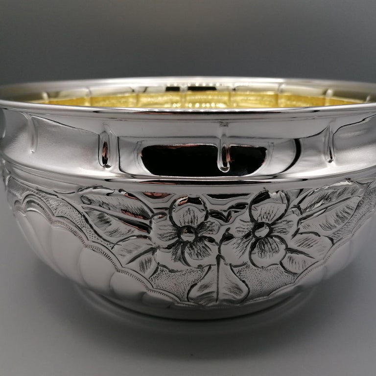 21st Century Italia Solis Silver 800 Decorated Bowl For Sale at 1stDibs