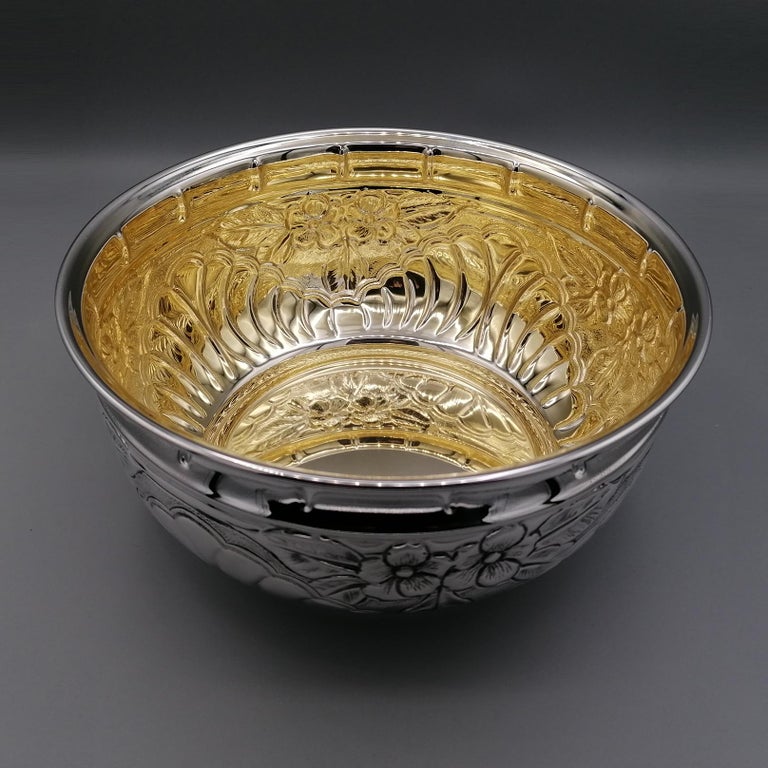 21st Century Italia Solis Silver 800 Decorated Bowl For Sale at 1stDibs