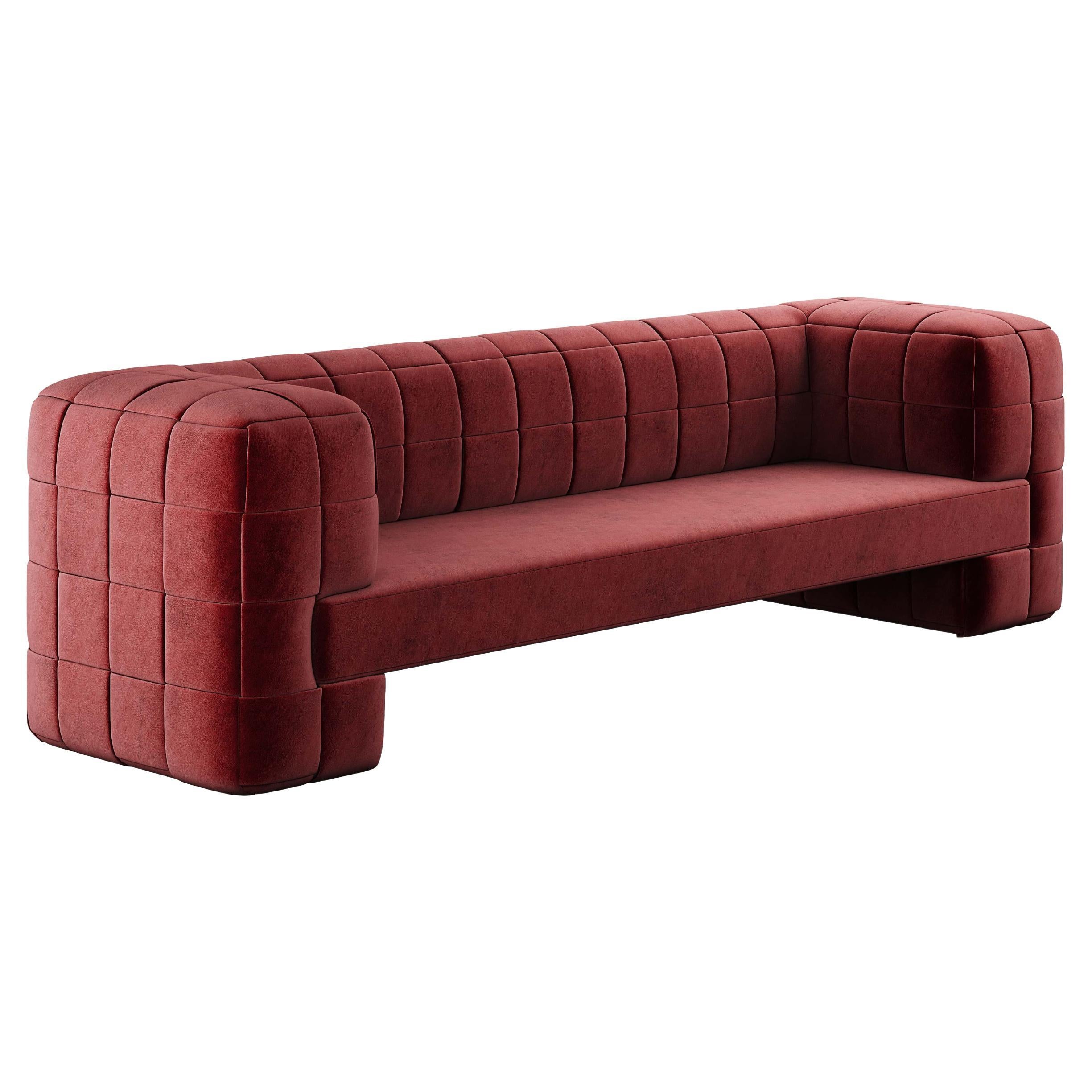 21th century Contemporary Sofa with Cross Banded Back in Bordeaux ...