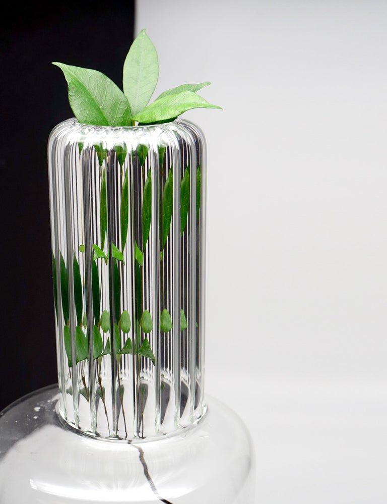 21th Century Minimal Handmade Glass Vase For Sale at 1stDibs