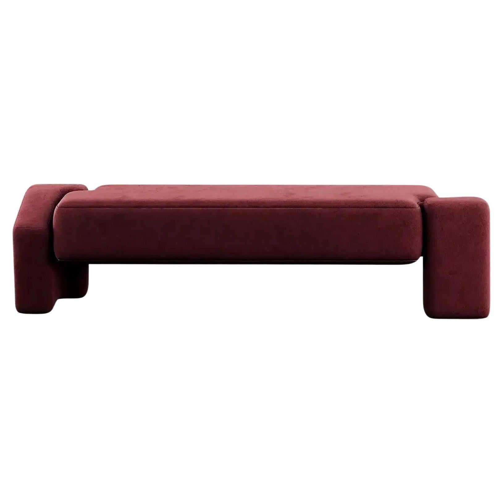 21th century Modern Bench Upholstered in Burgundy Dark Red Velvet ...