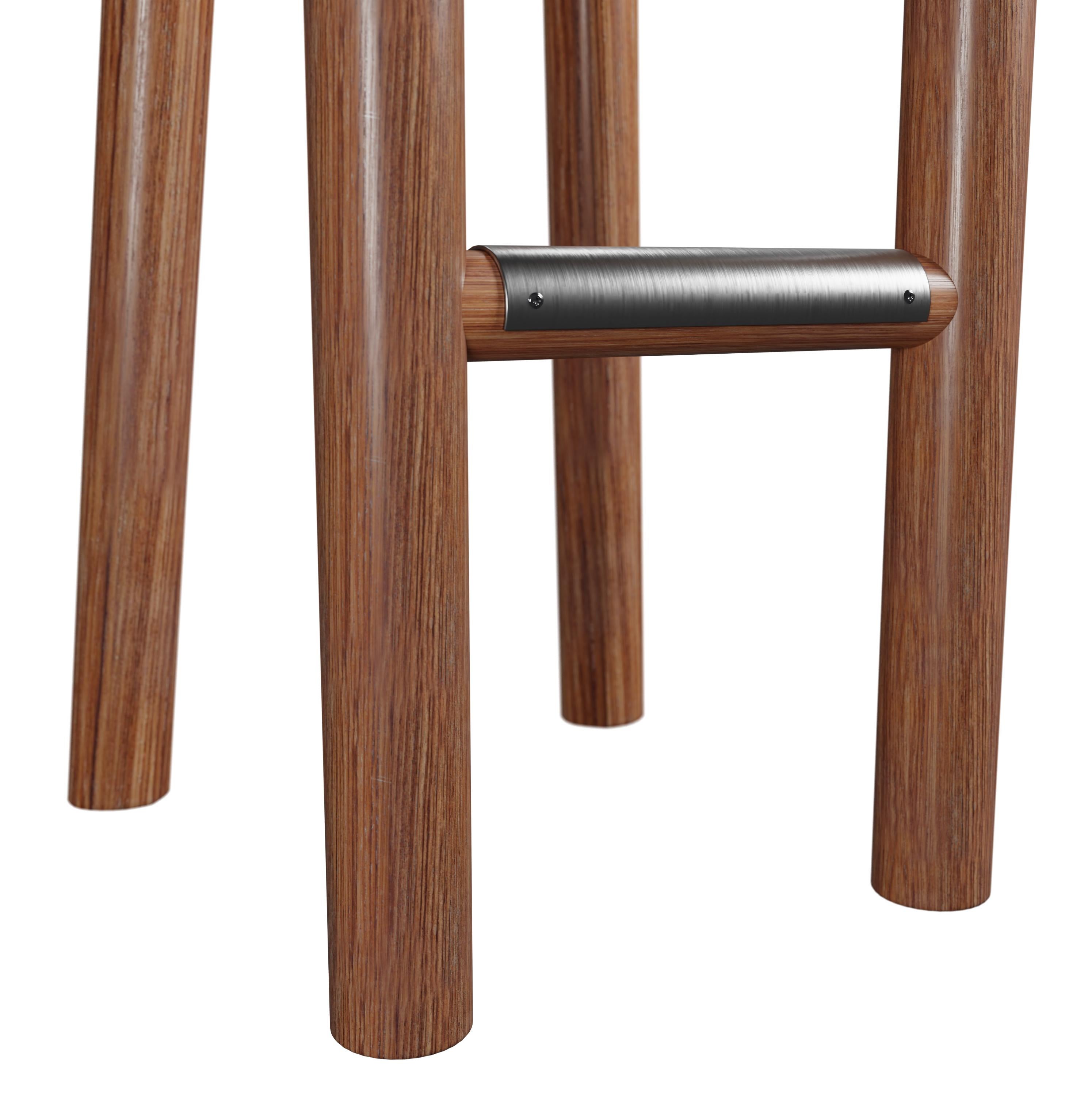 21th Century Moss Bar Stool in blue plain weave fabric handcrafted by ...