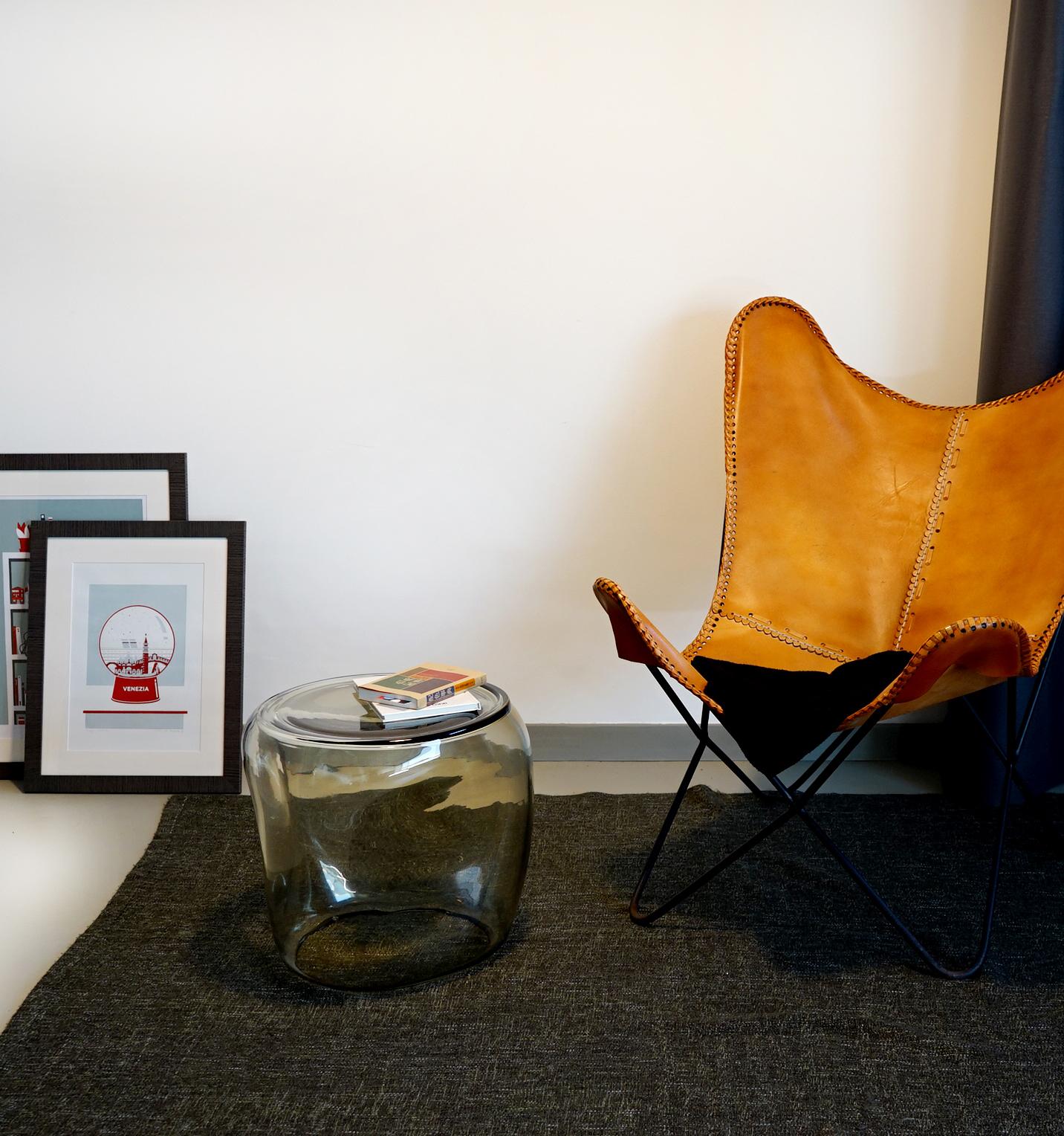 21th Century Murano Glass Side Table and Stool, Murano Blown Glass at ...