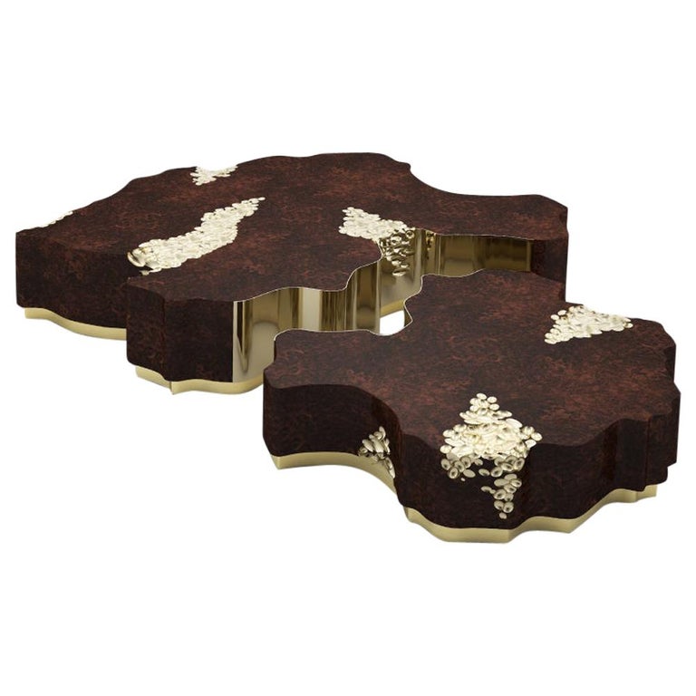 21st Century Walnut Wood Horizon II Center Table Set For Sale at 1stDibs