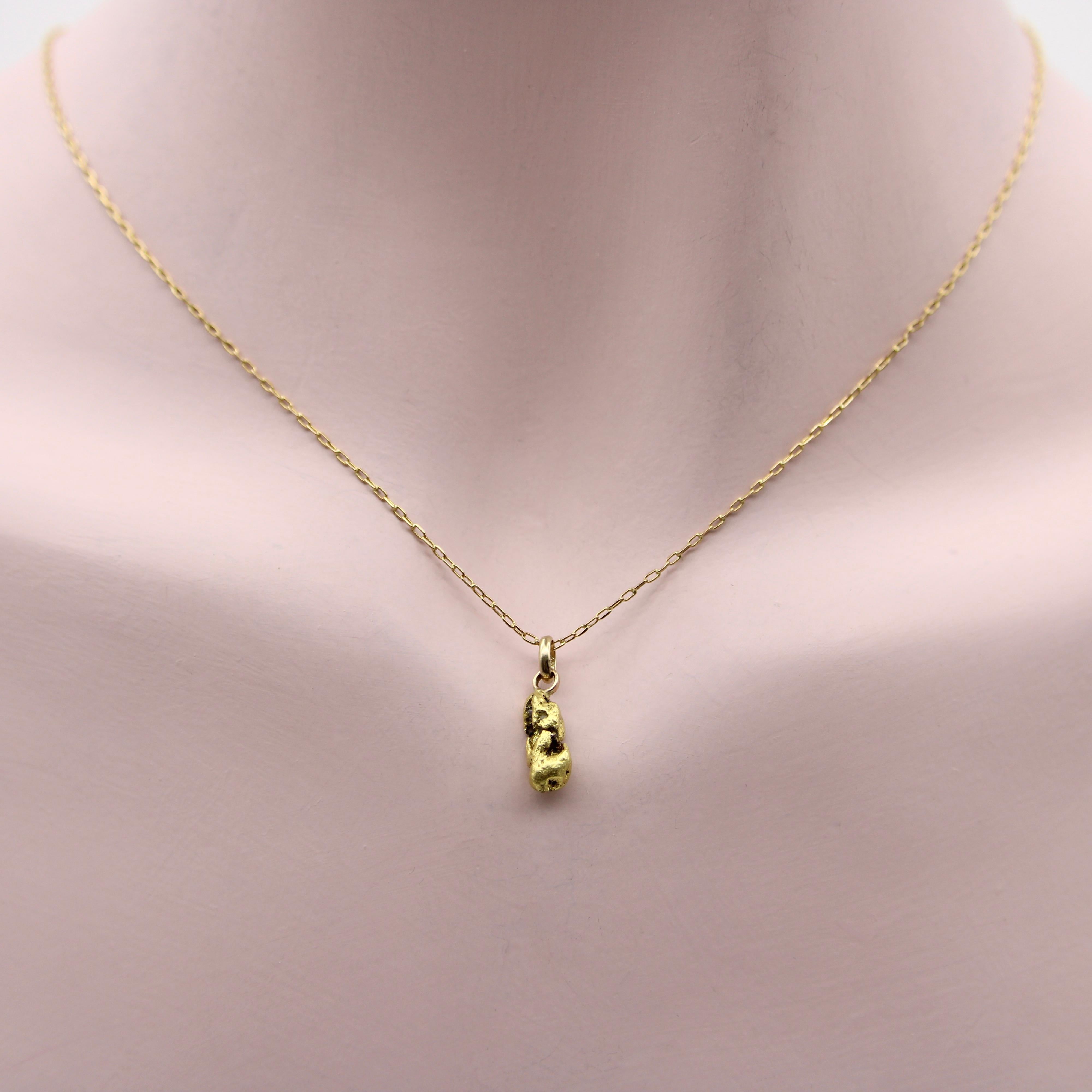 22-24K Gold Nugget Oblong Charm with 14K Gold Bail at 1stDibs | gold ...
