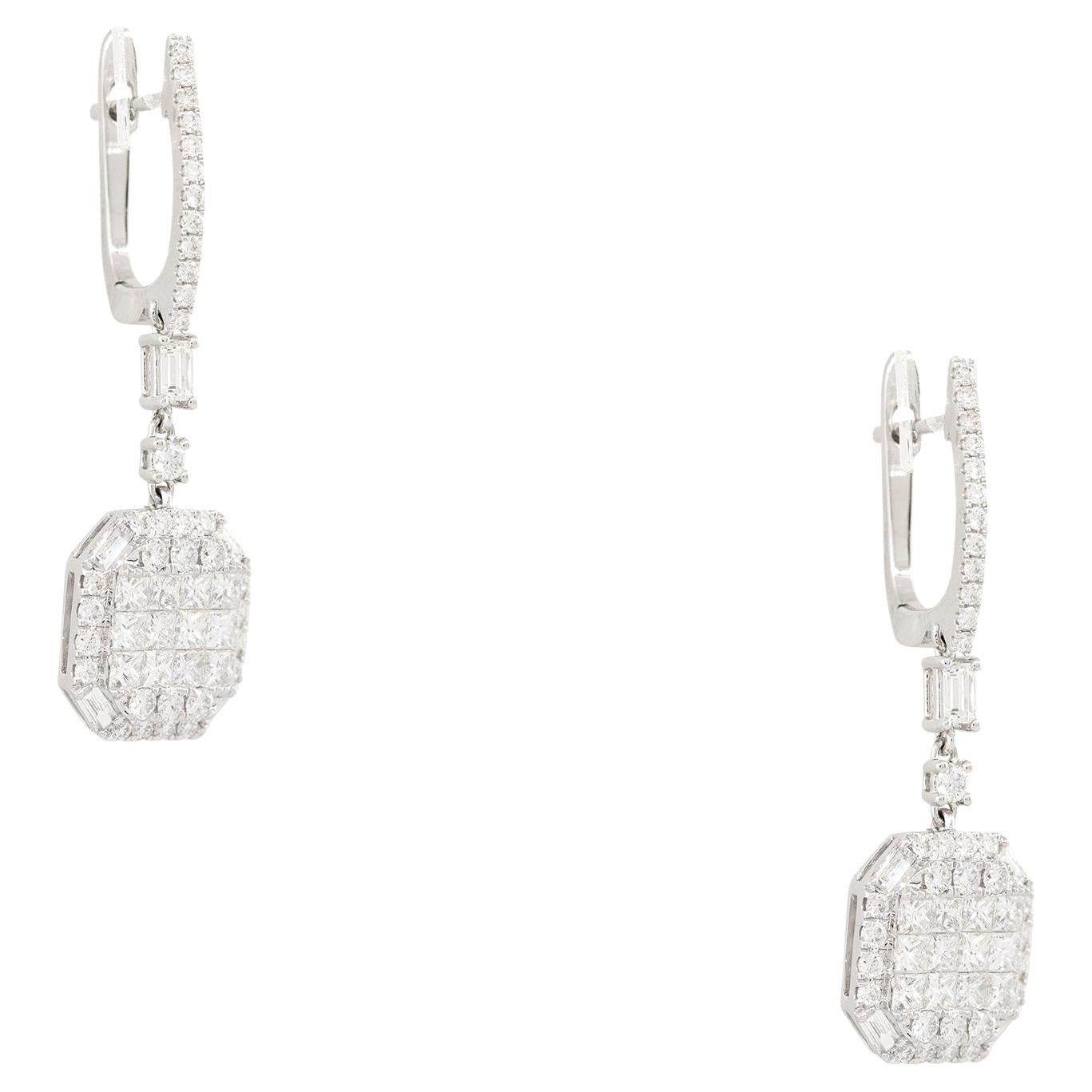 Princess Cut Drop Earrings - 71 For Sale at 1stDibs