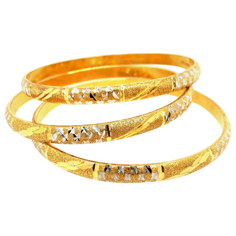 22 Karat Gold Diamond Cut Bangles at 1stDibs