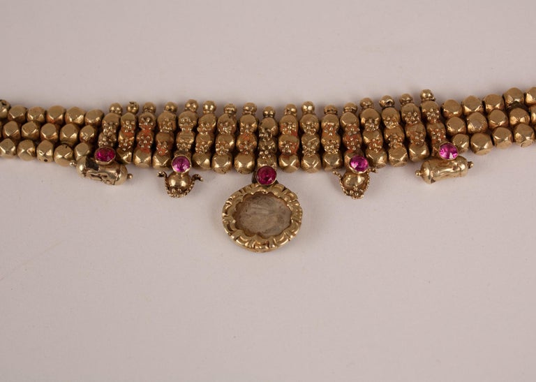 22 Karat Gold, Ruby, Crystal Choker Necklace from India For Sale at ...