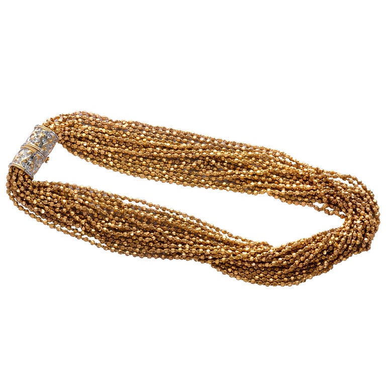 22 Karat Yellow Gold Detachable Necklace with 18 Karat Gold Diamond ...