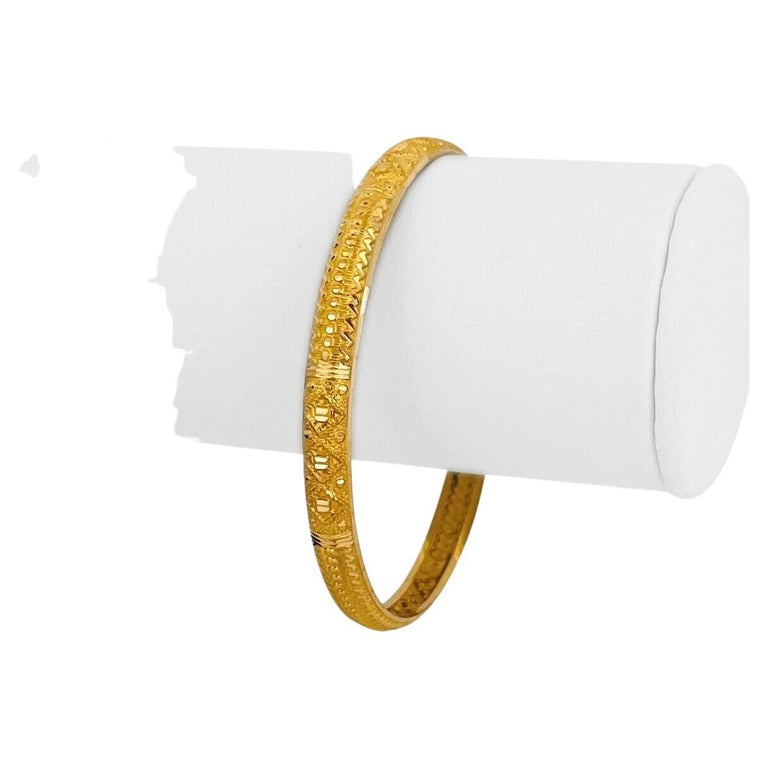 22 Karat Yellow Gold Hollow Light Diamond Cut Fancy Bangle Bracelet For ...