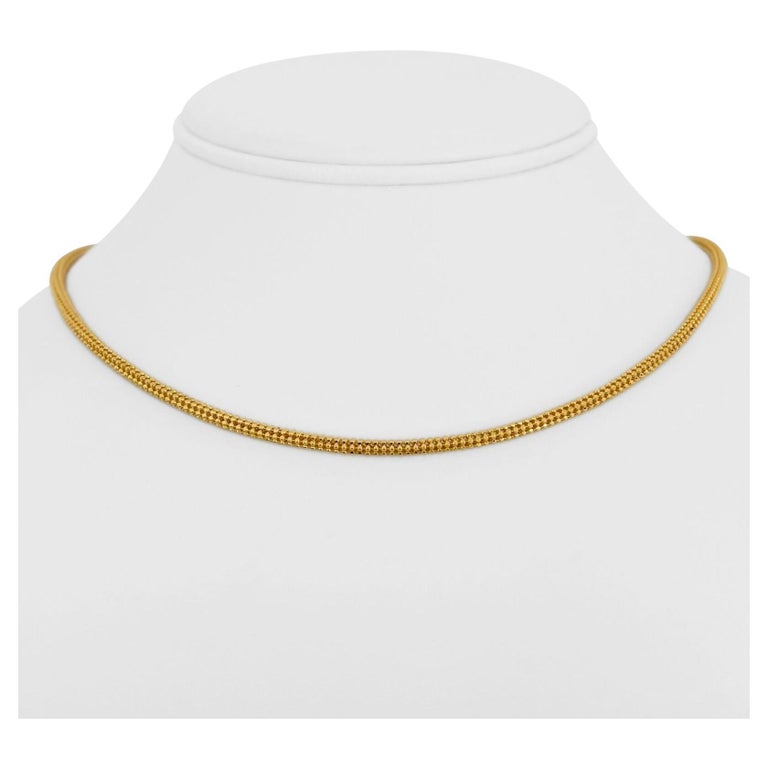 22 Karat Yellow Gold Ladies Beaded Ball Link Chain Necklace For Sale at ...