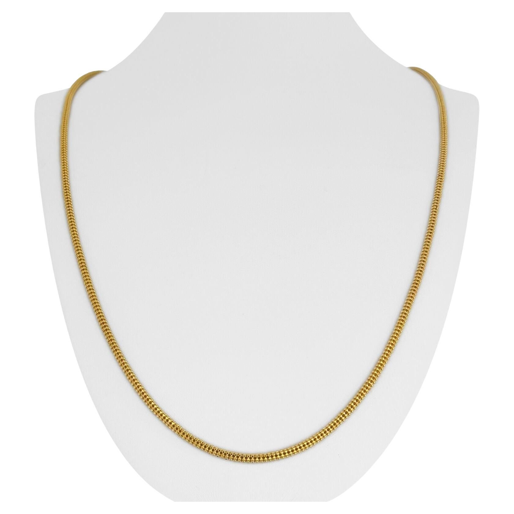 22 Karat Yellow Gold Rounded Beaded Cylinder Chain Necklace at 1stDibs