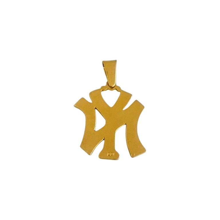 22 Karat Yellow Gold Solid Diamond Cut NY New York Yankees Pendant For ...