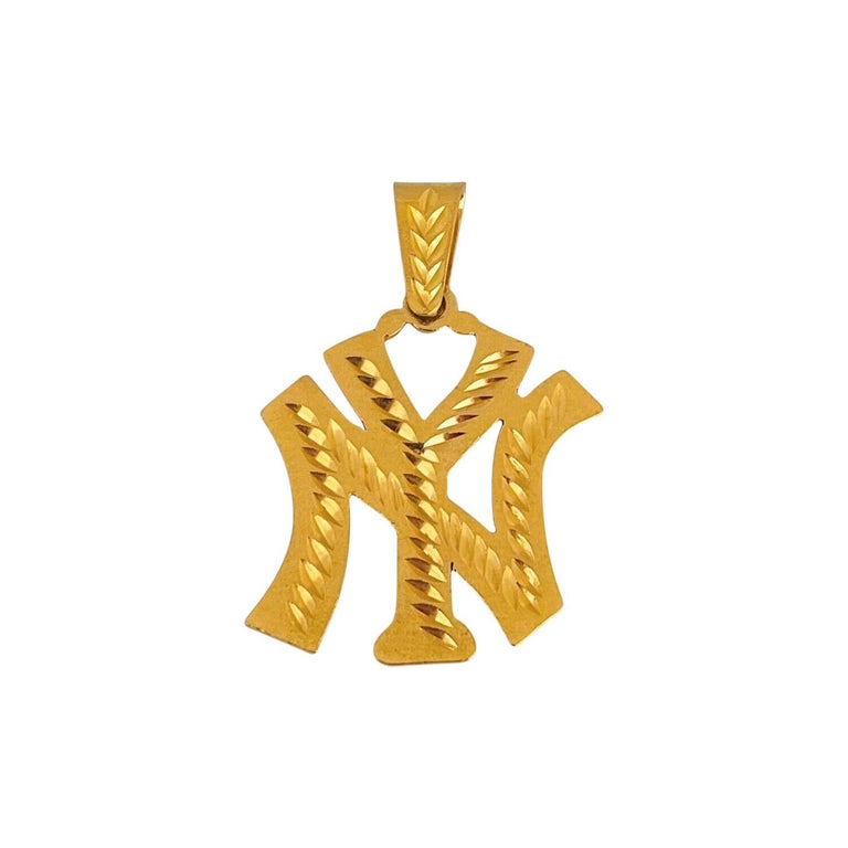 22 Karat Yellow Gold Solid Diamond Cut NY New York Yankees Pendant For ...