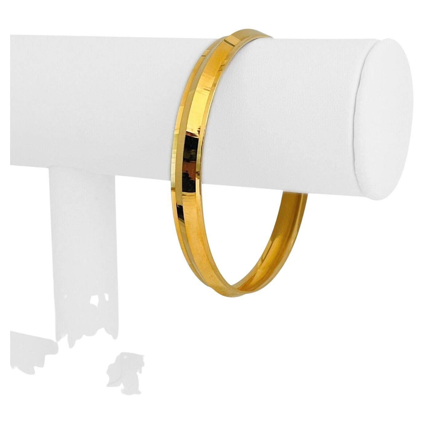 22 Karat Yellow Gold Solid Ladies Angled Bangle Bracelet For Sale at ...