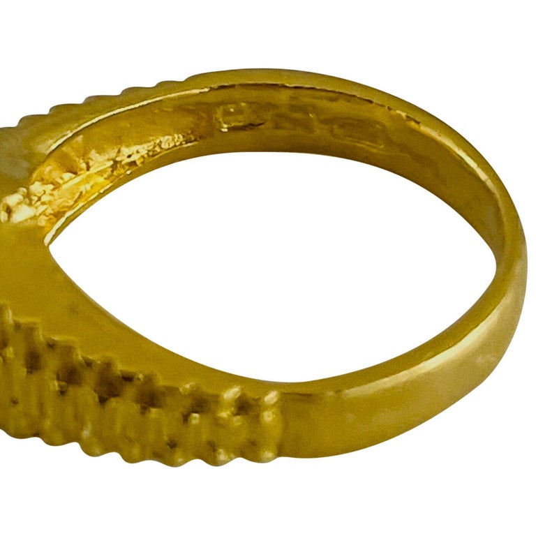 22 Karat Yellow Gold Solid Ladies Diamond Cut Watch Ring For Sale at ...