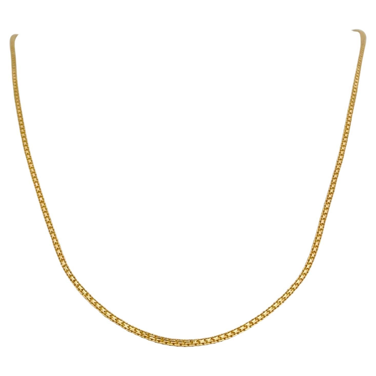 22 Karat Yellow Gold Solid Thin Long Squared Link Chain Necklace For ...