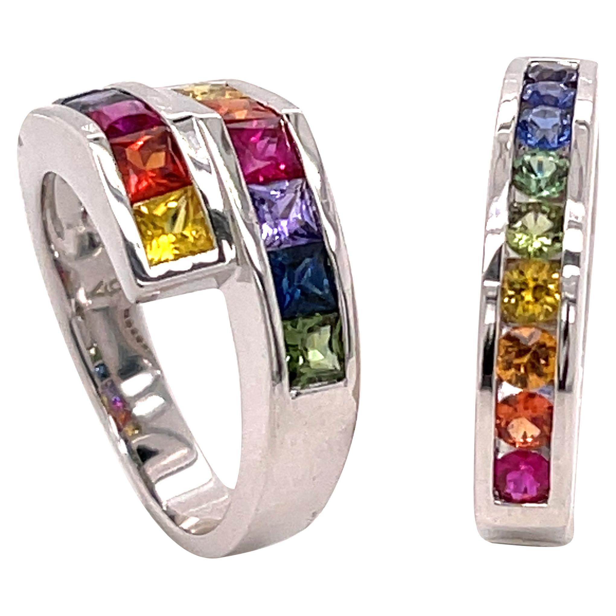 2.02 Carats Multi-Color Sapphire Ring in 18 Karat Gold at 1stDibs