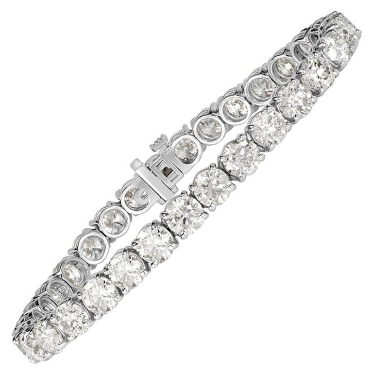 22 07 Carat Round Brilliant Cut Diamond Tennis Bracelet In 18 Karat