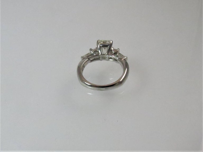 2.20 Carat Emerald Cut Diamond Prong Set in Diamond and Platinum Ring ...