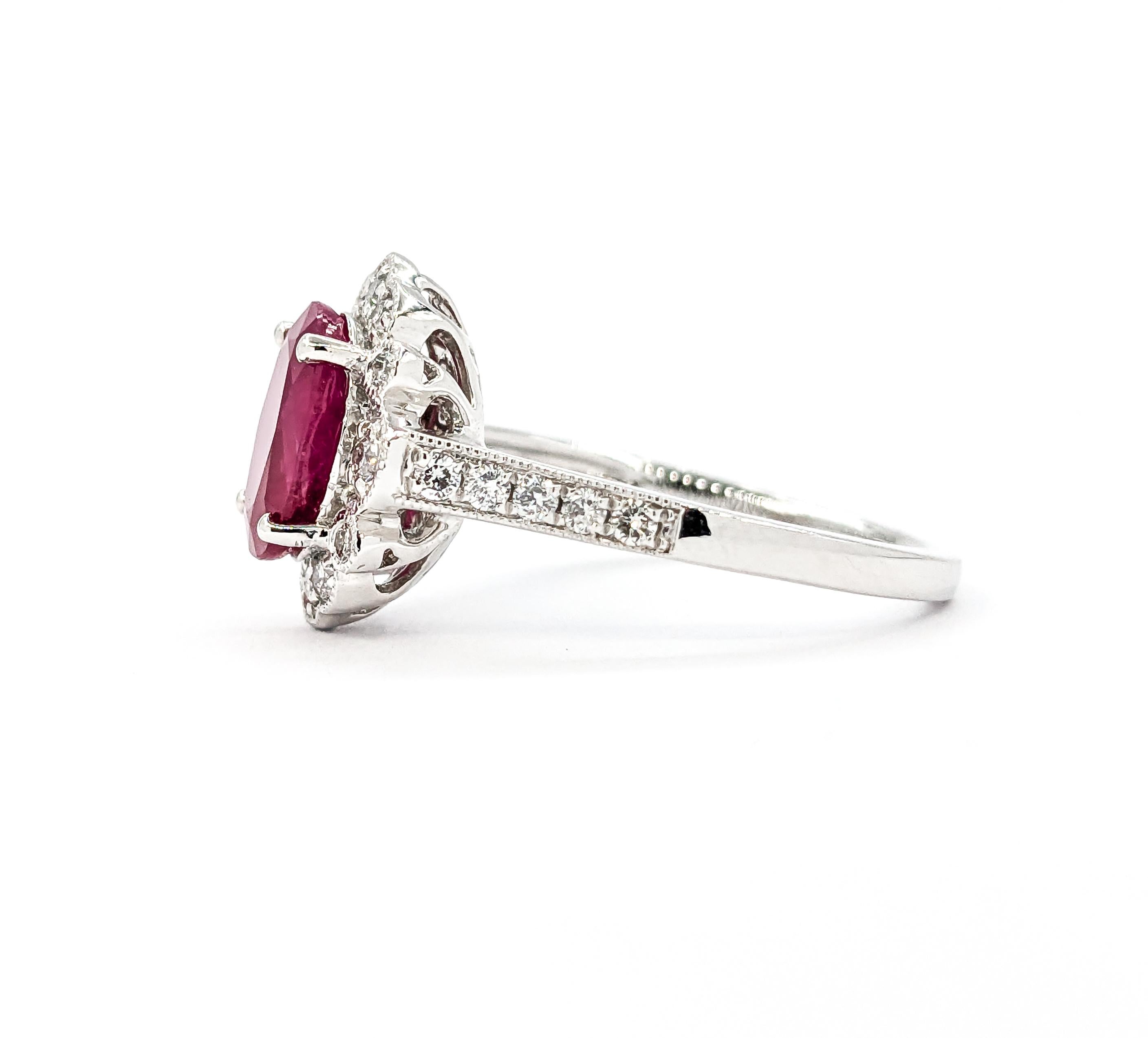 2.20ct Natural Burmese Ruby and Diamond Ring in Platinum For Sale at ...