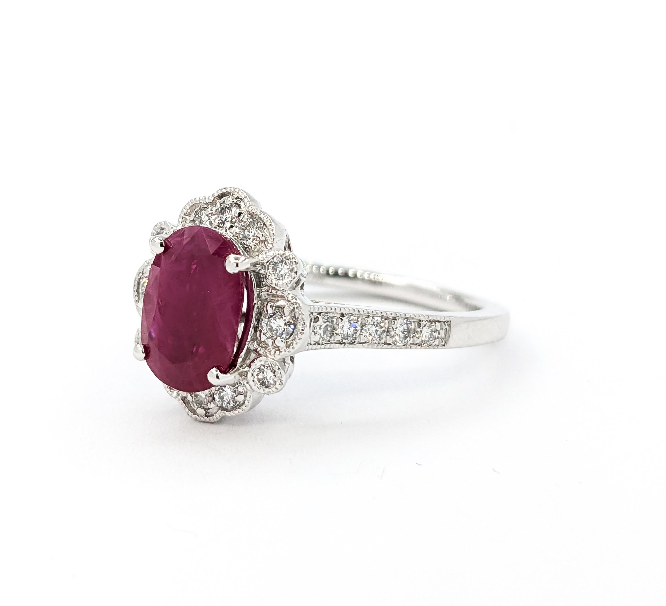 2.20ct Natural Burmese Ruby and Diamond Ring in Platinum For Sale at ...