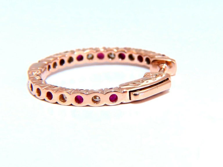 2.20ct Natural Ruby Diamonds Hoop Earrings 14kt Rose Gold Inside Out ...