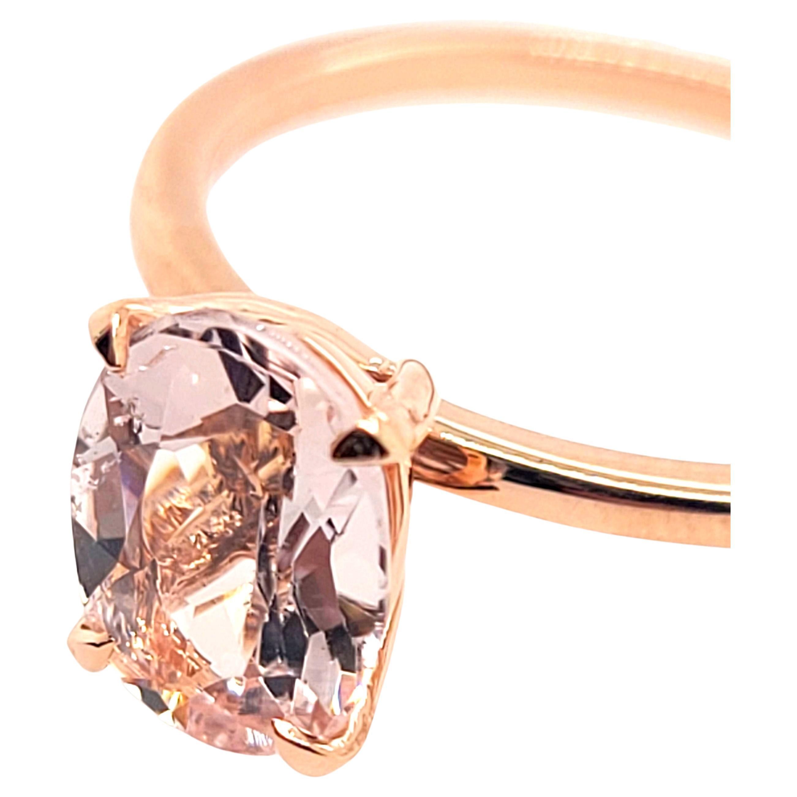 14K Rose Gold Morganite and Diamond Cocktail Ring For Sale at 1stDibs