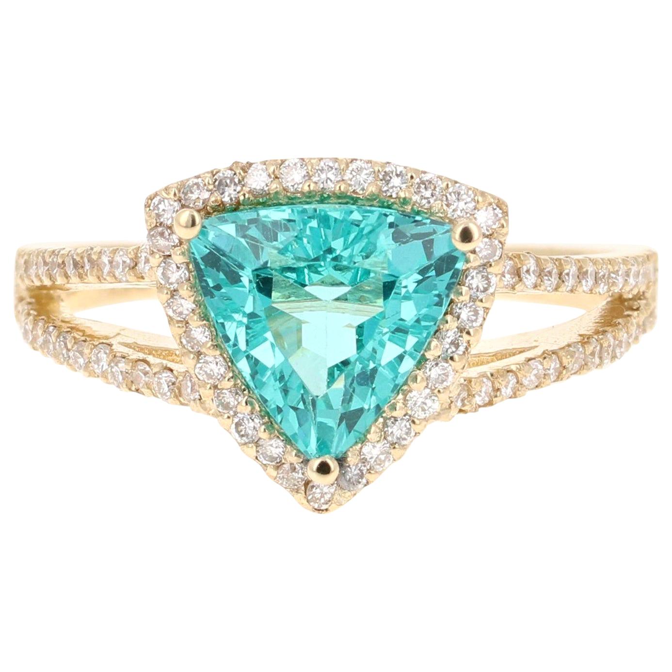 2.21 Carat Apatite Diamond 14 Karat Yellow Gold Cocktail Ring For Sale ...