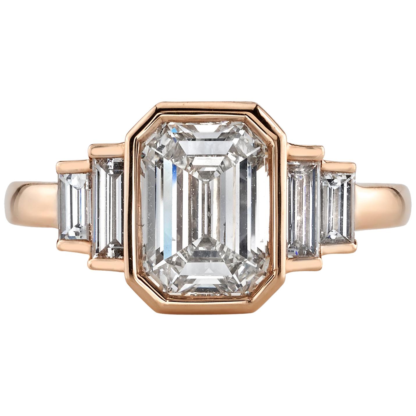2.21 Carat Emerald Cut Diamond Set in a Handcrafted 18 Karat Rose Gold ...